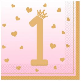 Serviettes 33cm x16 1an rose